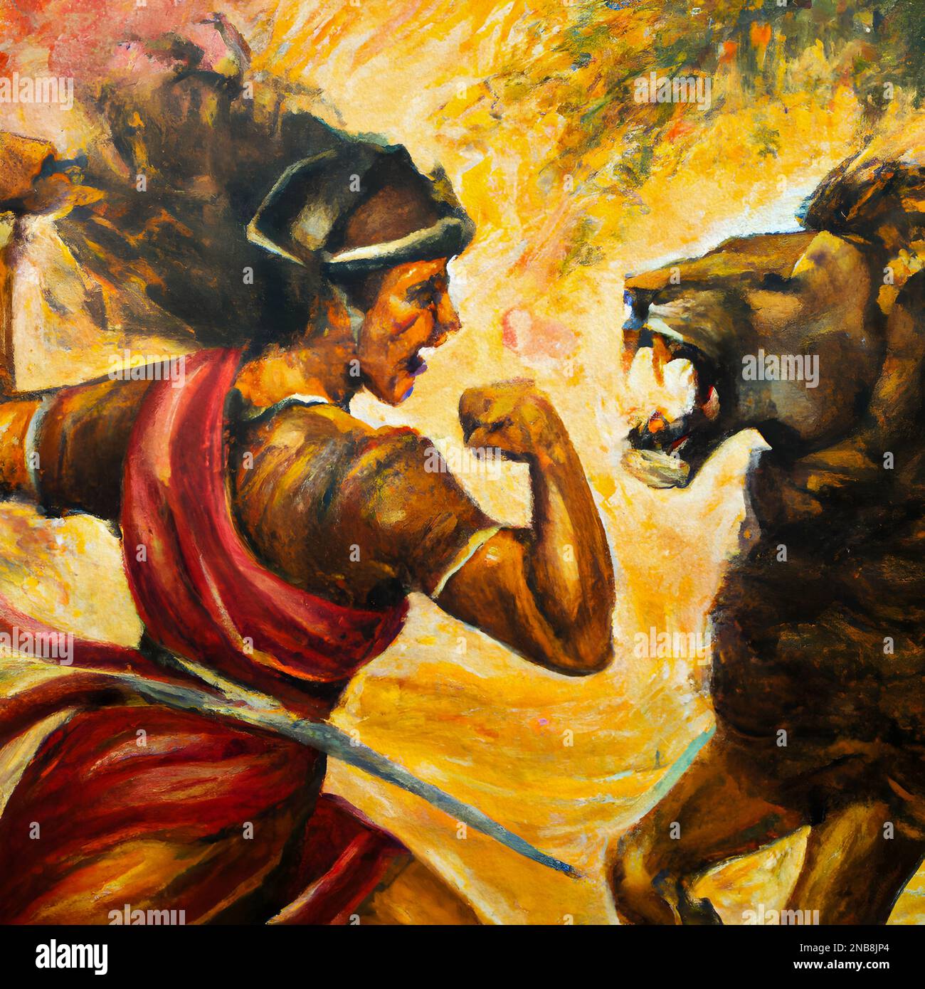 Gladiator fighting lion hi-res stock photography and images - Alamy
