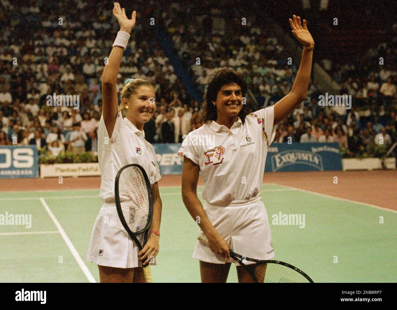 Tennis aces Monica Seles, 16, of Yugoslavia, Left, and Gabriela ...