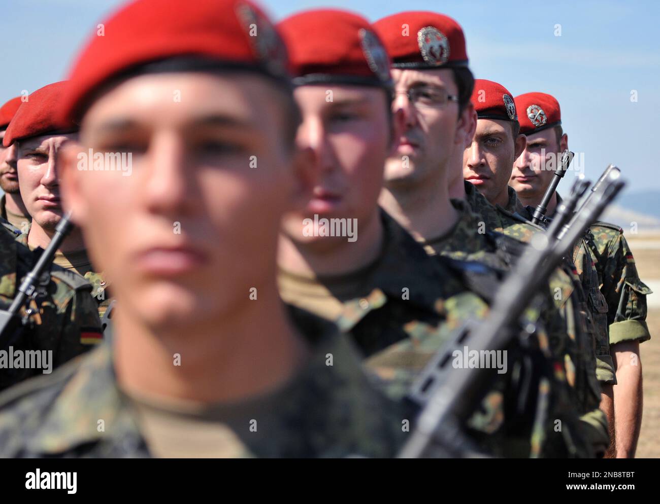 German soldiers part of the NATO peacekeeping mission in Kosovo during ...