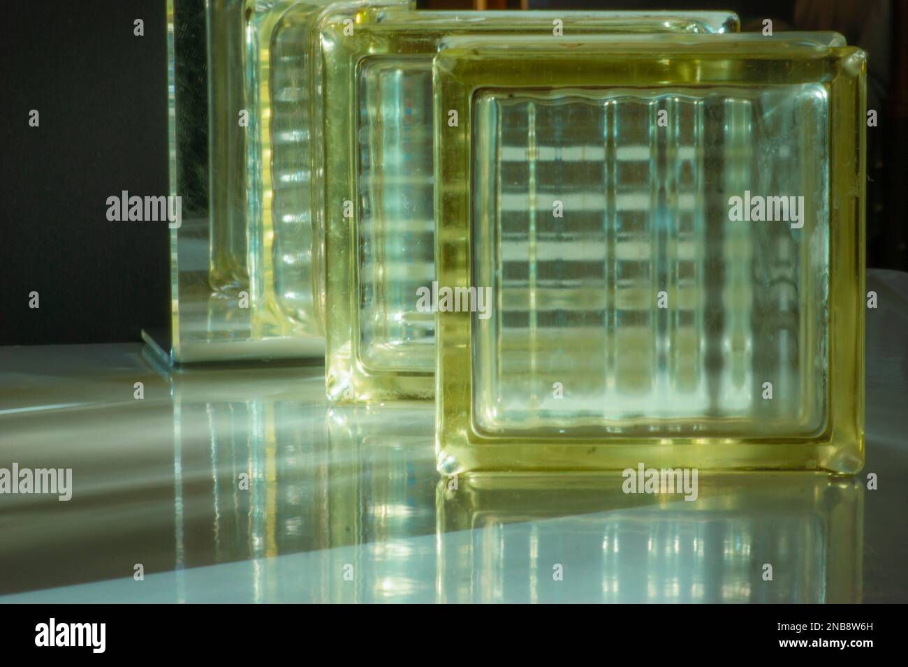 Window glass building blocks used for design & construction are in a ...