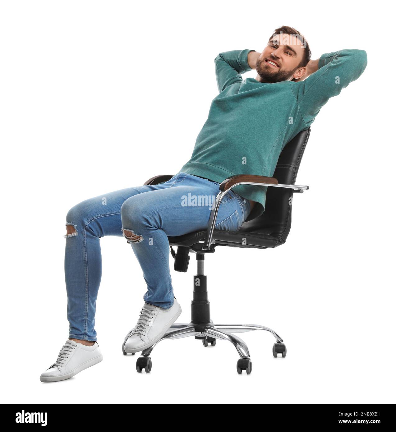 Man relaxing in leather chair hi-res stock photography and images - Alamy