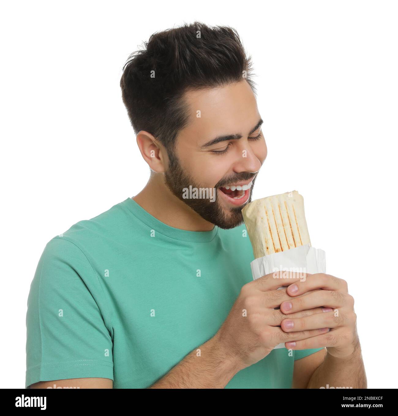 Man eating doner kebab isolated hi-res stock photography and images - Alamy