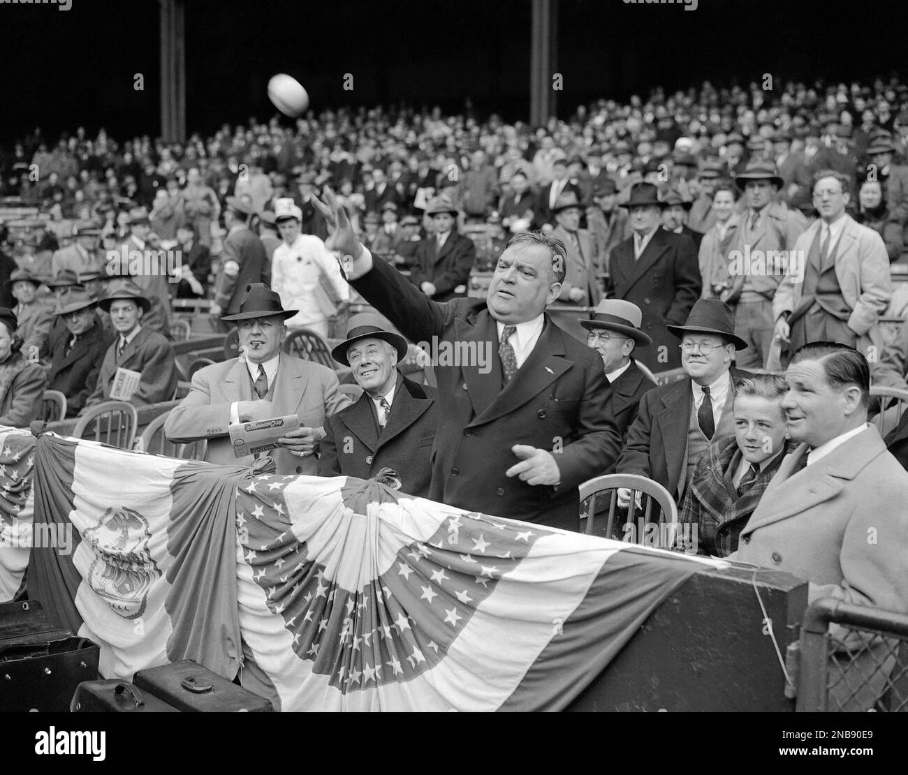 Mayor Fiorella LaGuardia throws out the first ball at the Yankee ...