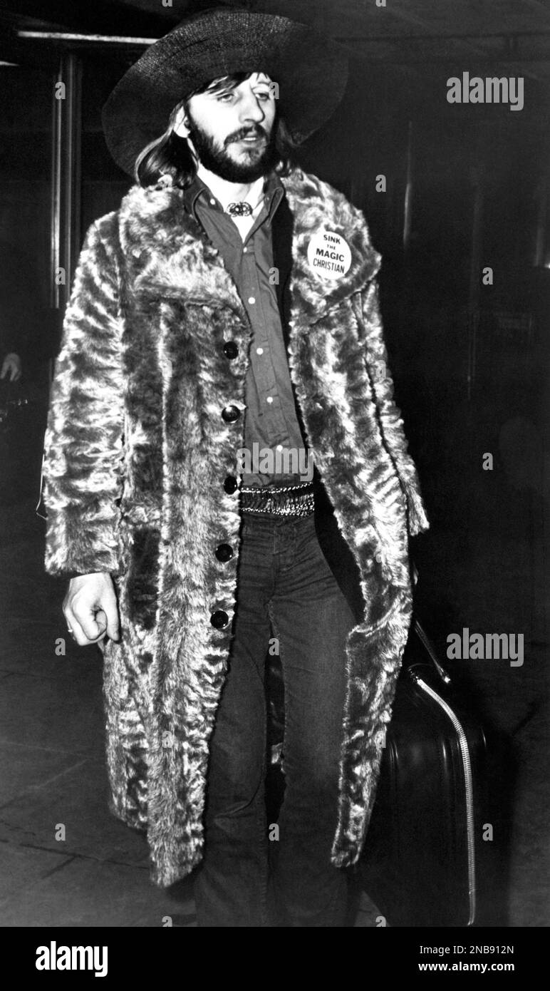 Ringo Starr in maxi coat and floppy hat, arrives back at London’s ...