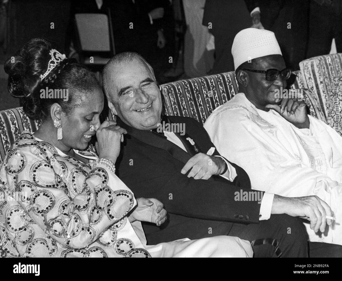 Niger President Hamami Diori, right, gives a reception for French ...