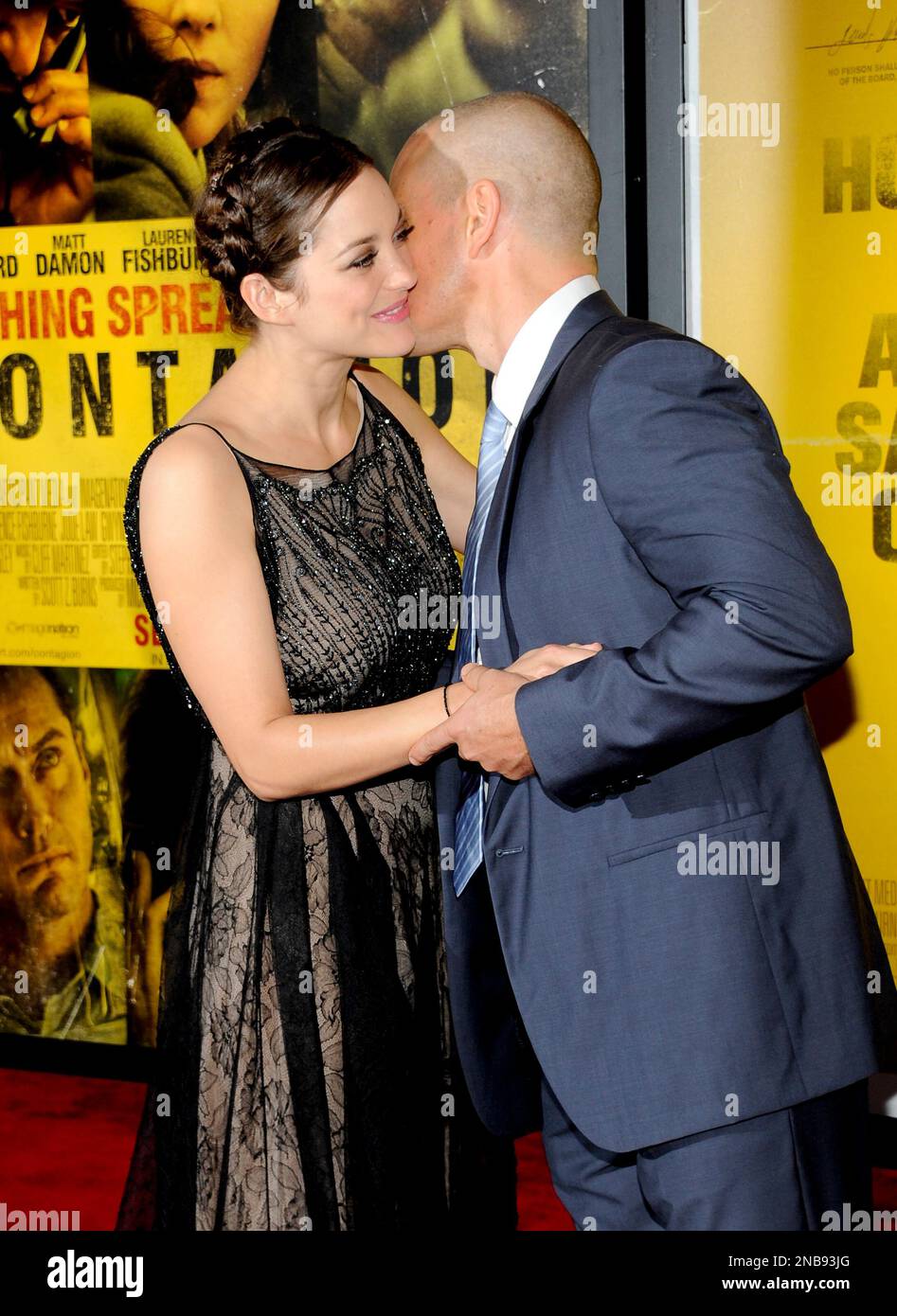 Actress Marion Cotillard and actor Matt Damon attend the premiere of ...