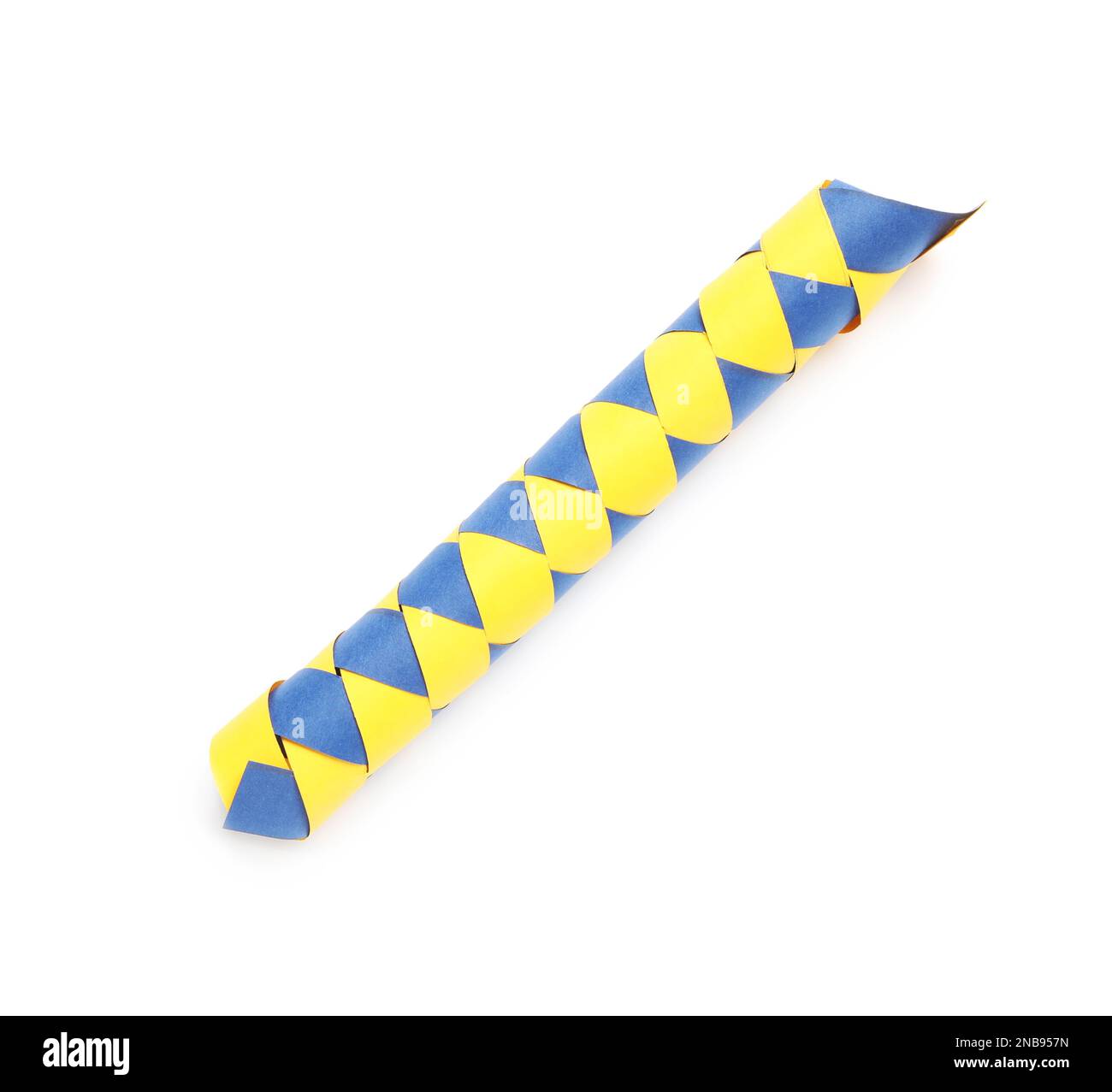 Chinese finger trap isolated on white, top view Stock Photo - Alamy