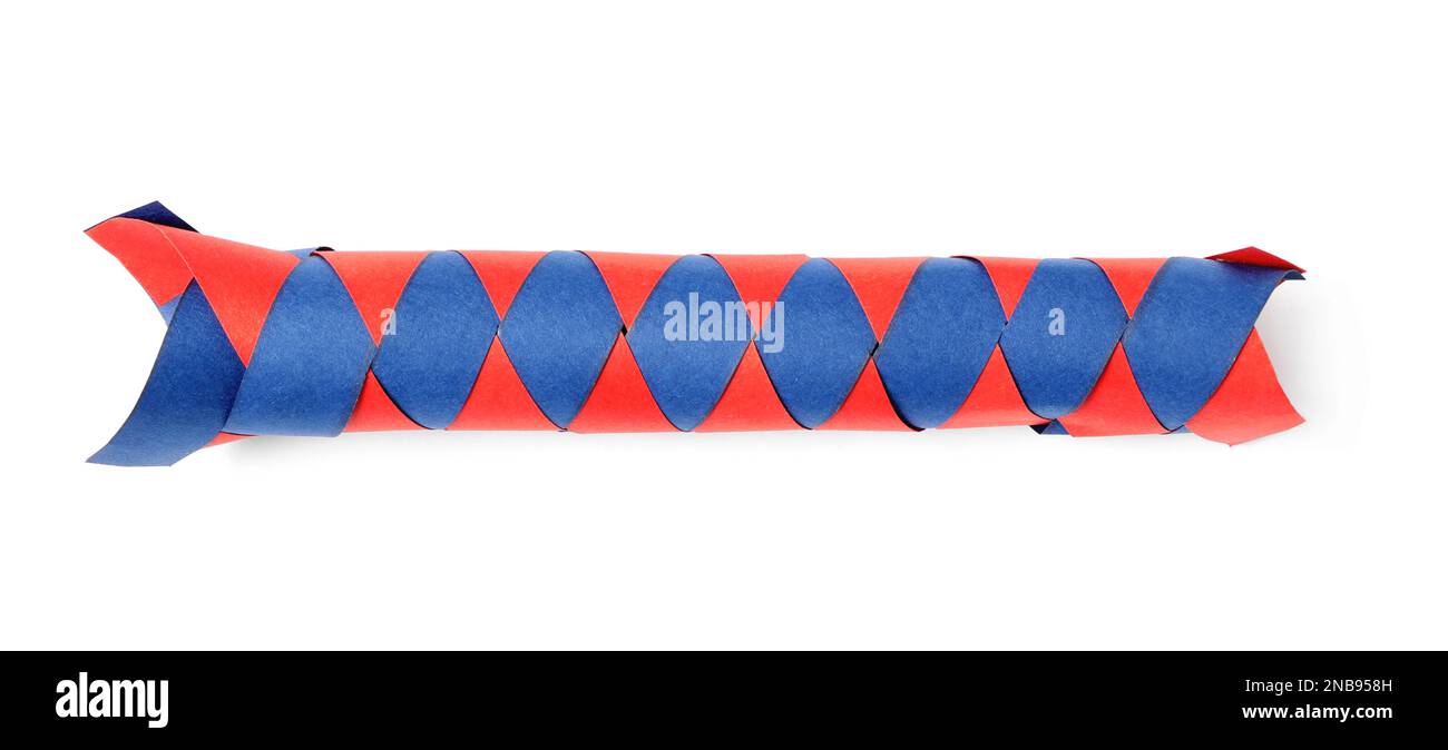 Chinese finger trap isolated on white, top view Stock Photo - Alamy