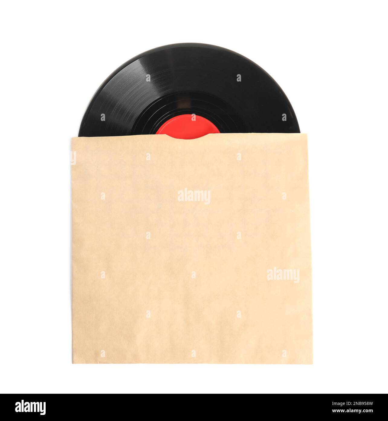 Vintage vinyl record in paper cover isolated on white, top view Stock ...
