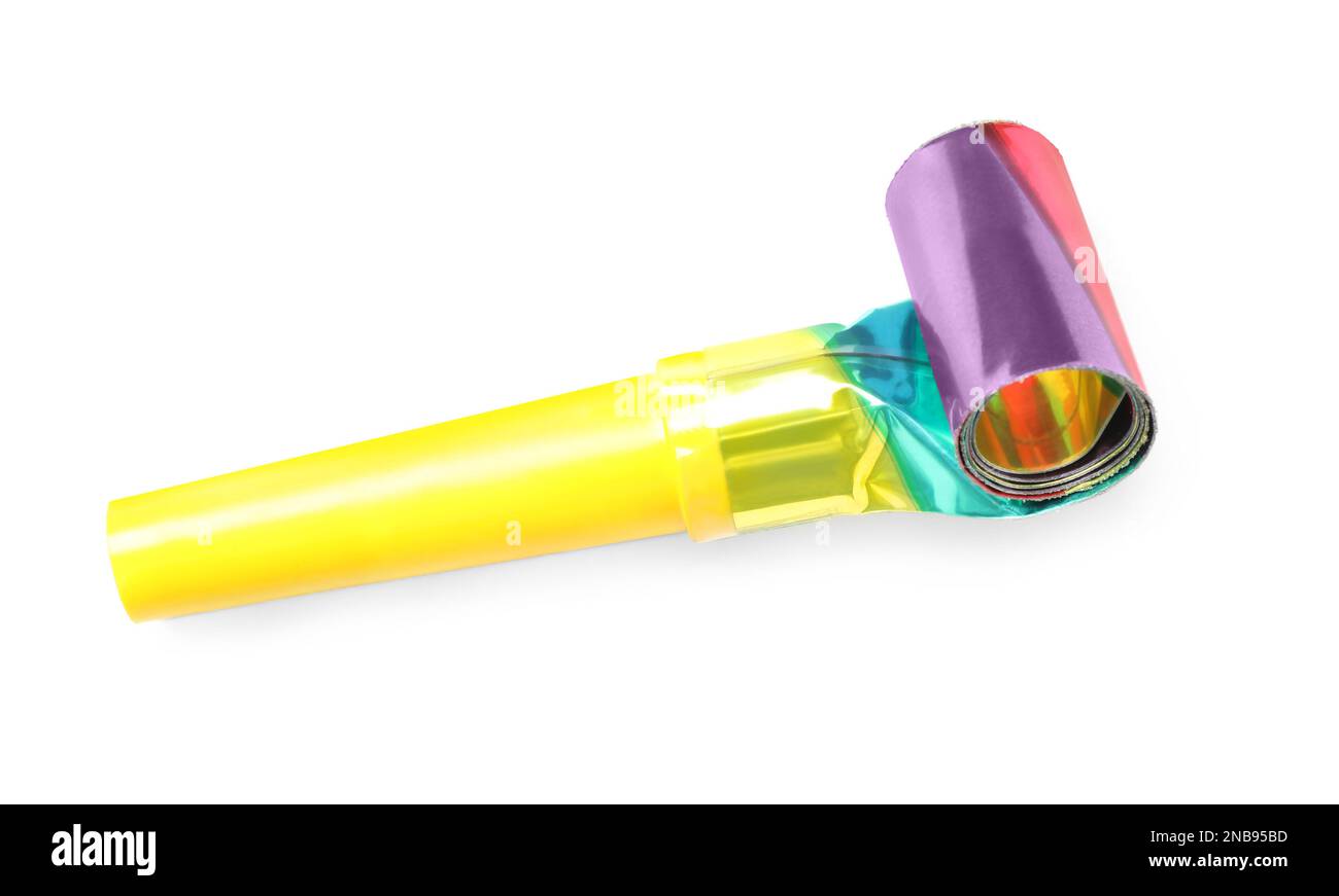 Party blower isolated on white. Clown's accessory Stock Photo - Alamy