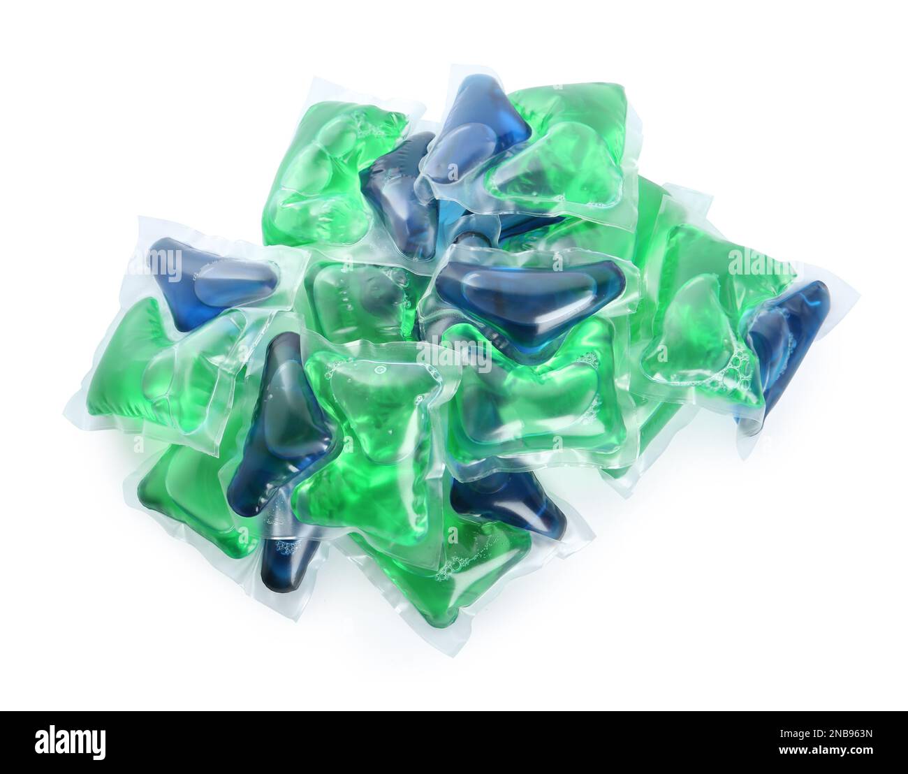Heap of laundry capsules on white background, top view Stock Photo - Alamy