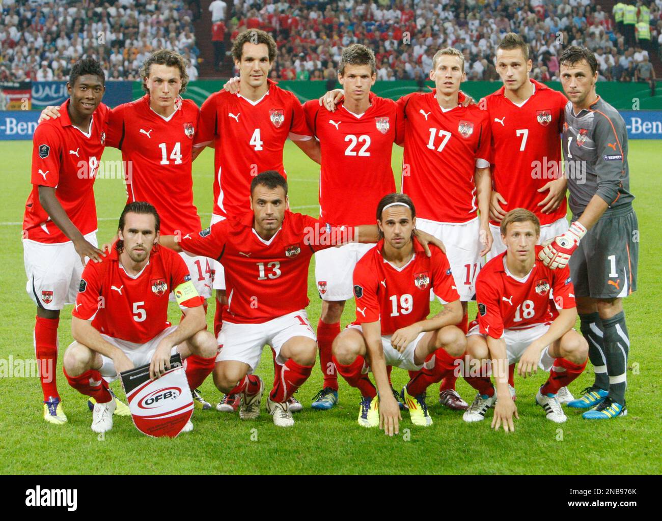 Austrian soccer team poses prior to the Euro 2012 qualifying match ...