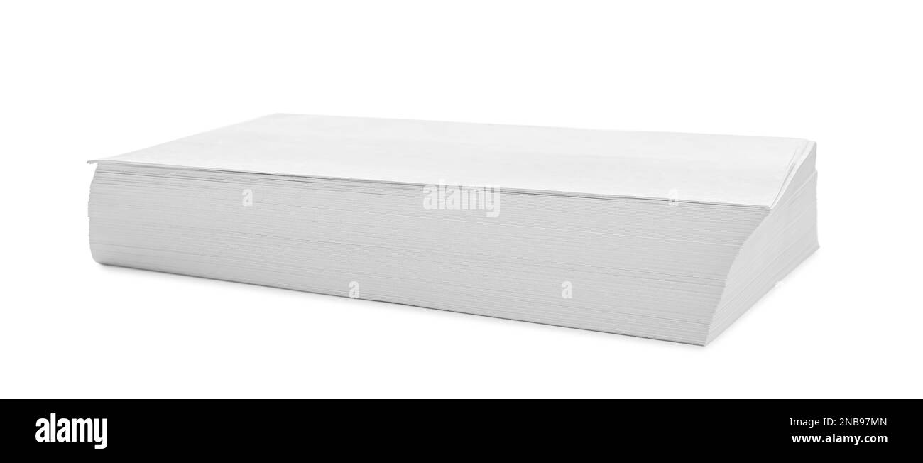 Stack of blank paper sheets isolated on white Stock Photo - Alamy