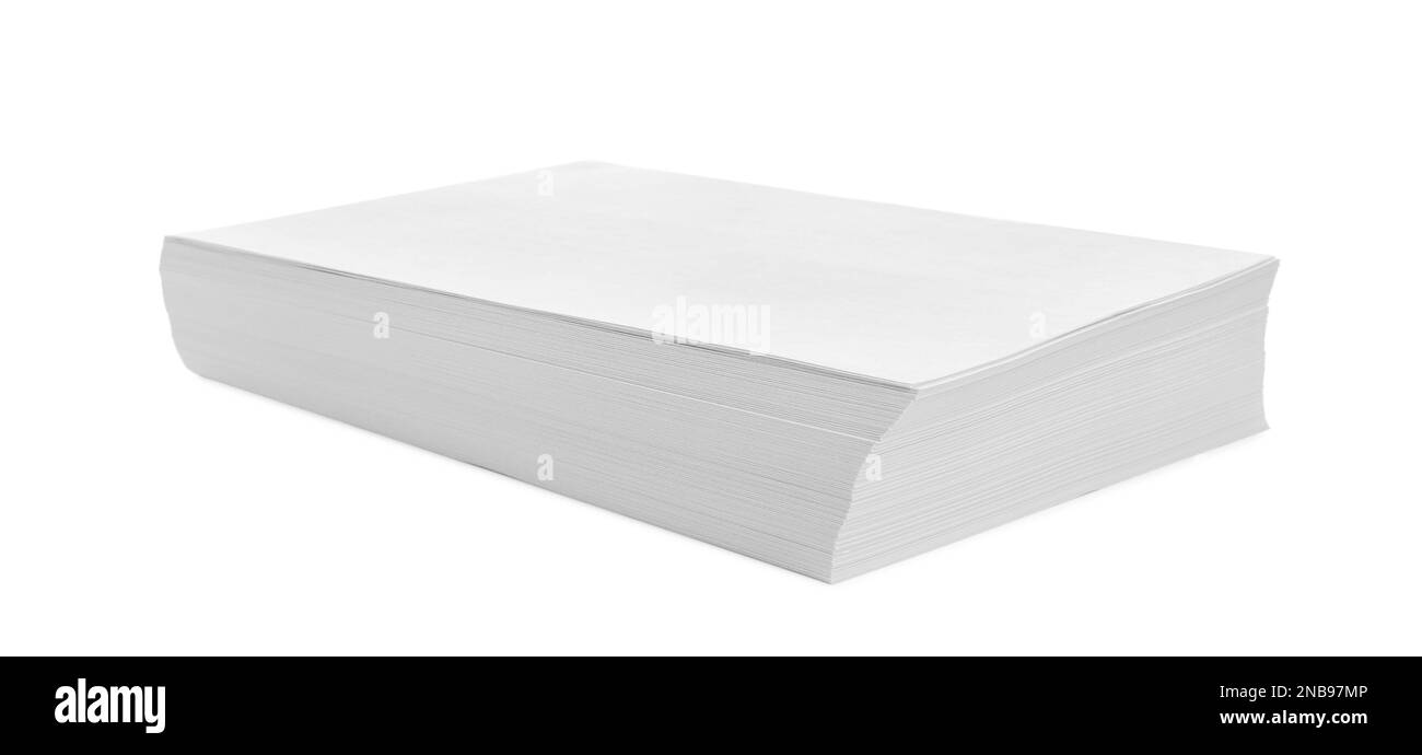 Stack of blank paper sheets isolated on white Stock Photo - Alamy