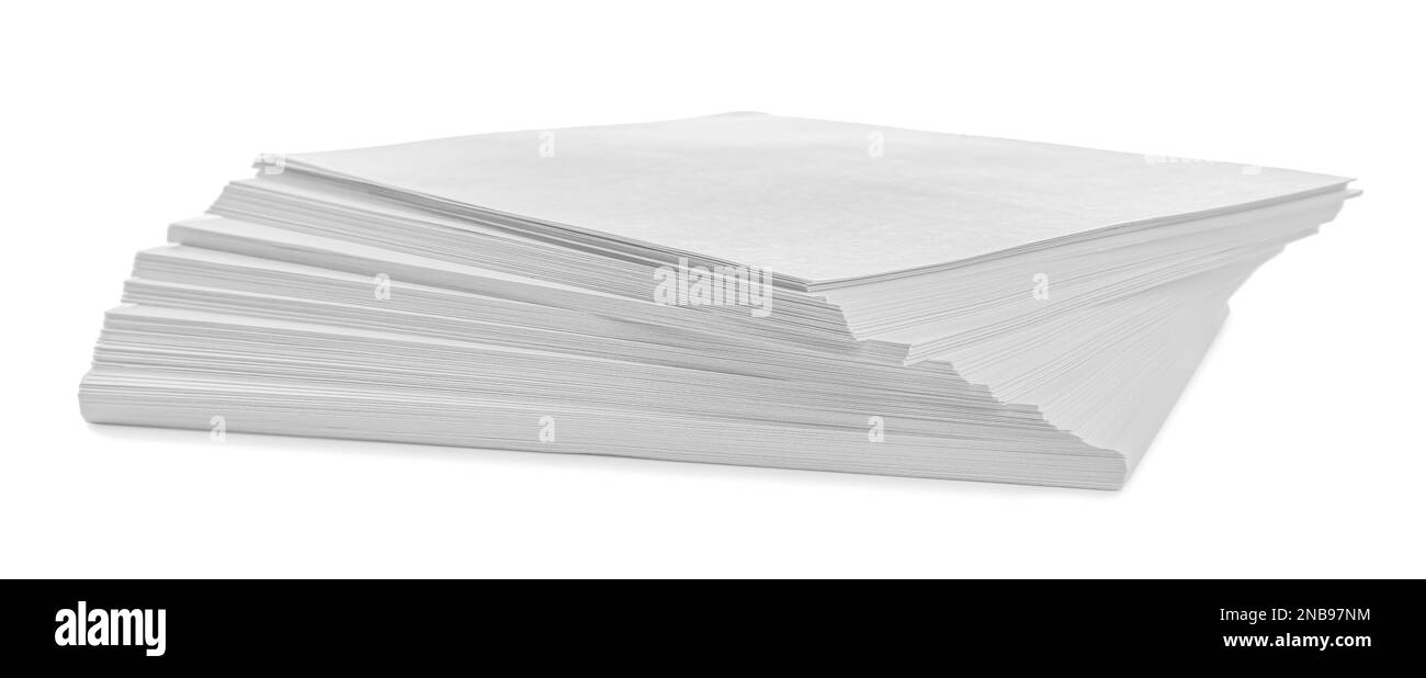 Stack of blank paper sheets isolated on white Stock Photo - Alamy