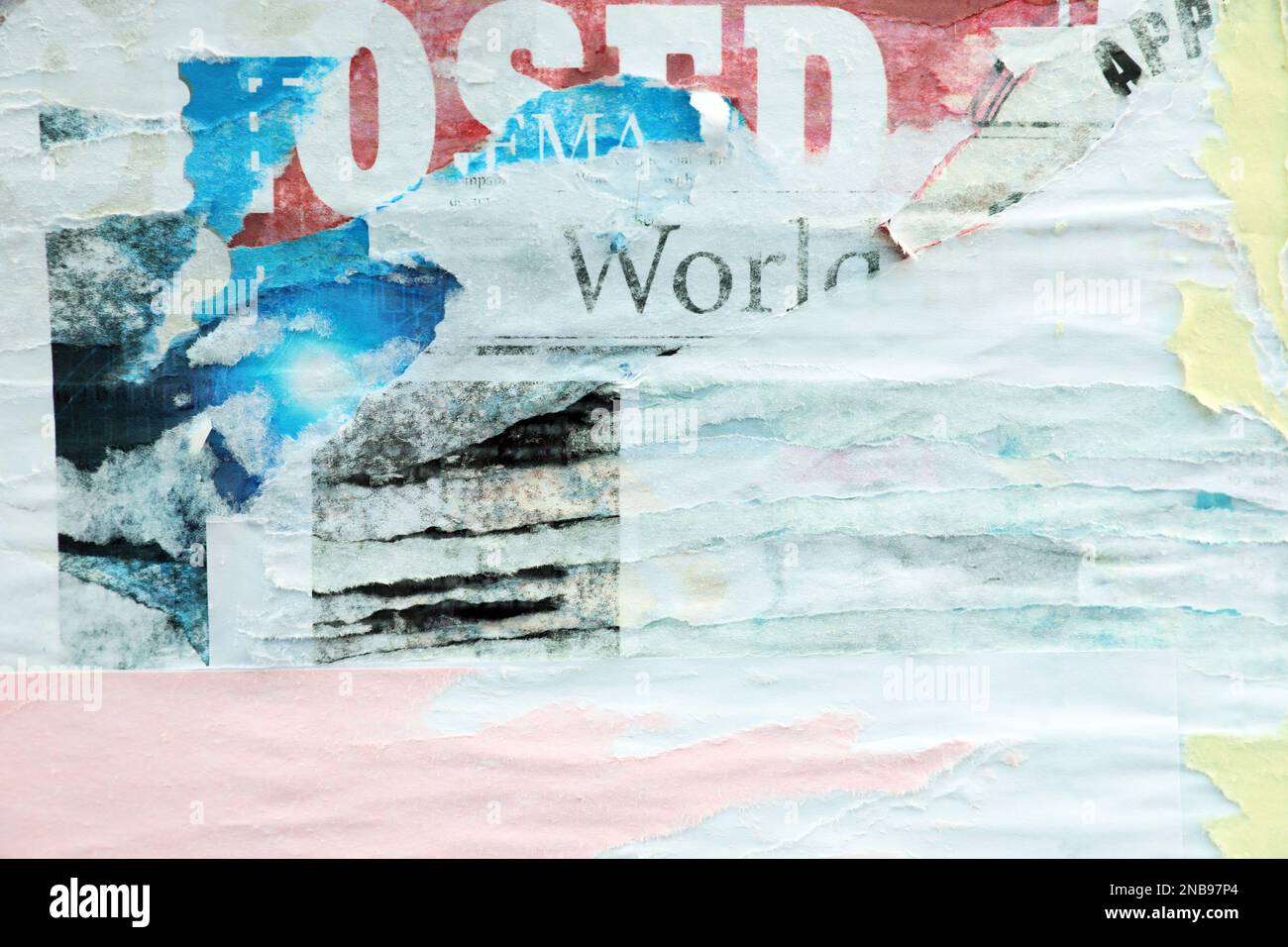 Different creased torn paper posters as background Stock Photo - Alamy