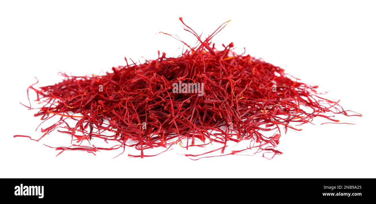 Pile of dried saffron isolated on white Stock Photo - Alamy
