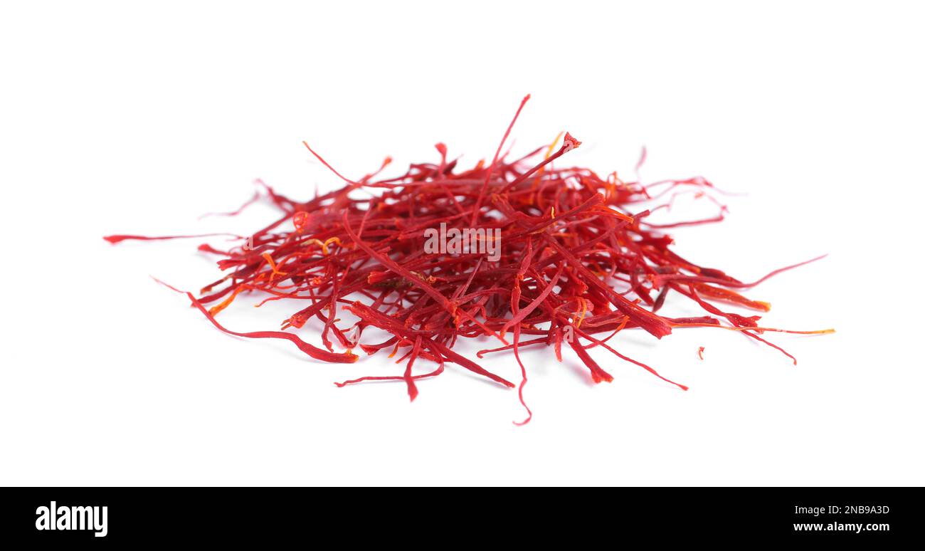 Pile of dried saffron isolated on white Stock Photo - Alamy