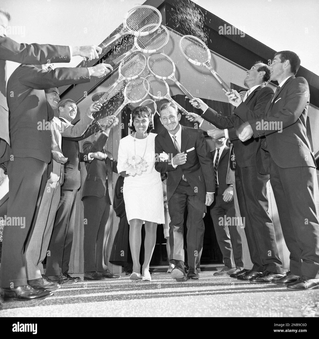 Rod Laver, Australian tennis star and his bride, the former Mary Benson ...