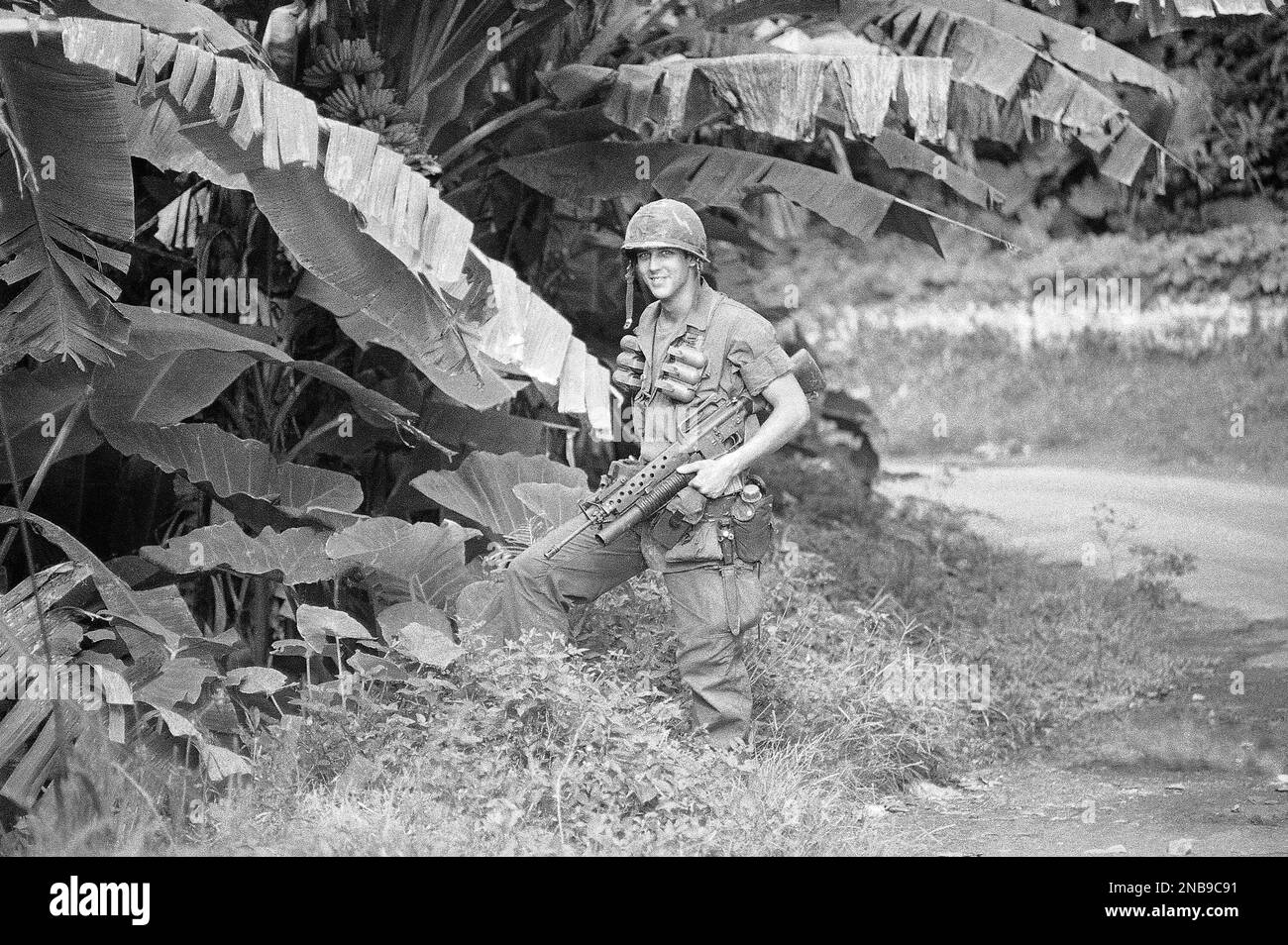 Sgt. Benjamin Anderson while on patrol in Grenada on Friday, Nov. 11 ...
