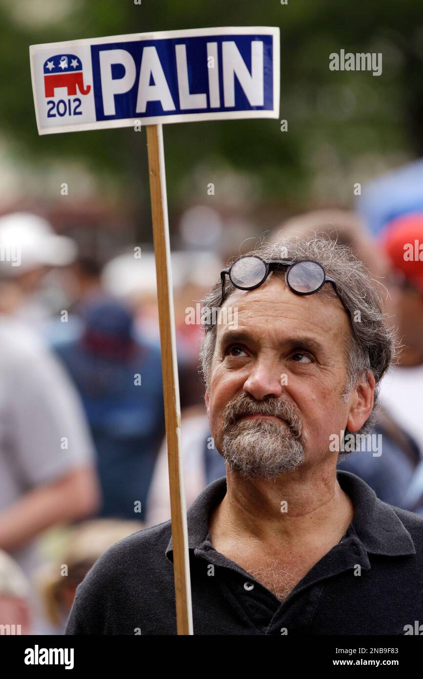 Jim Epstein of Newton, Mass., listens during an address by former vice ...
