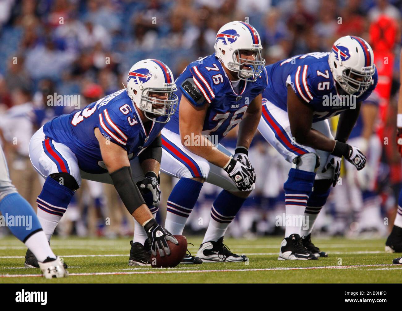 Buffalo Bills' Geoff Hangartner (63), Chad Rinehart (76) and Chris ...