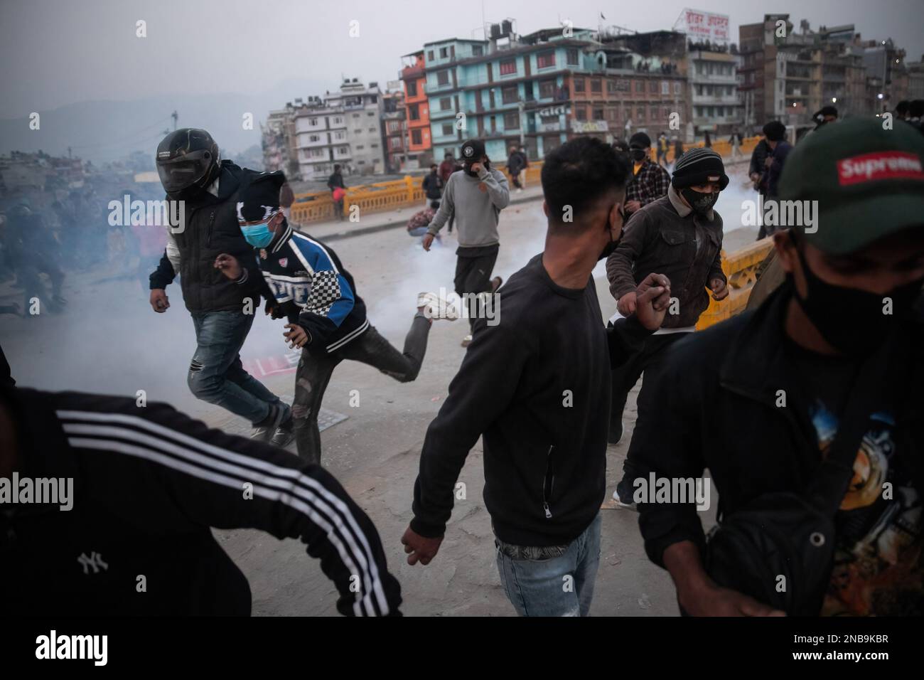 Kathmandu, Nepal. 13th Feb, 2023. Protesters hurl bricks and stones at ...