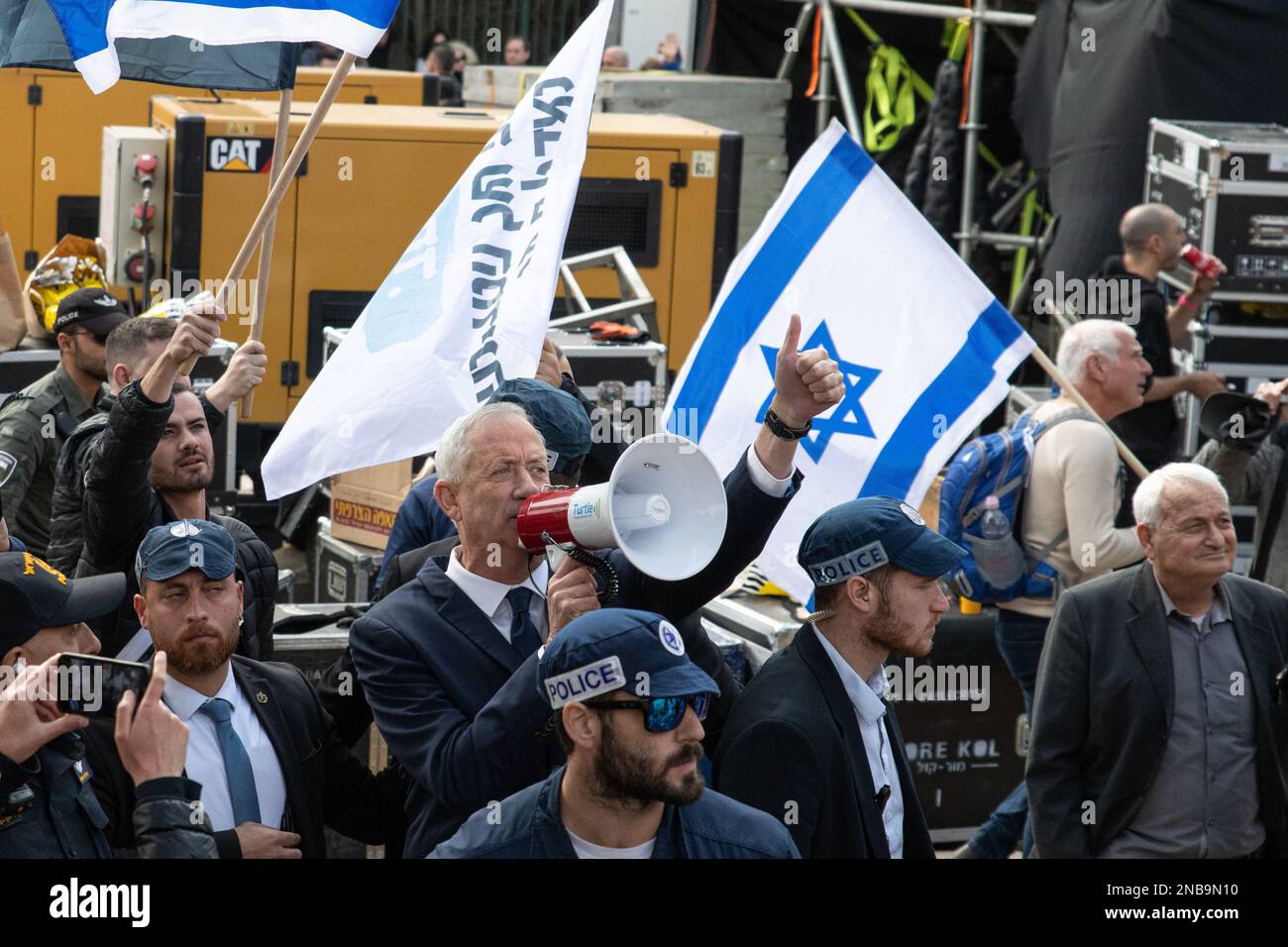 Israel. 13th Feb, 2023. Israeli former defence minister Benjamin Gantz ...
