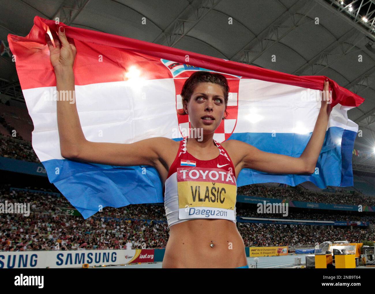 Croatia's Blanka Vlasic celebrates after winning the silver medal in ...
