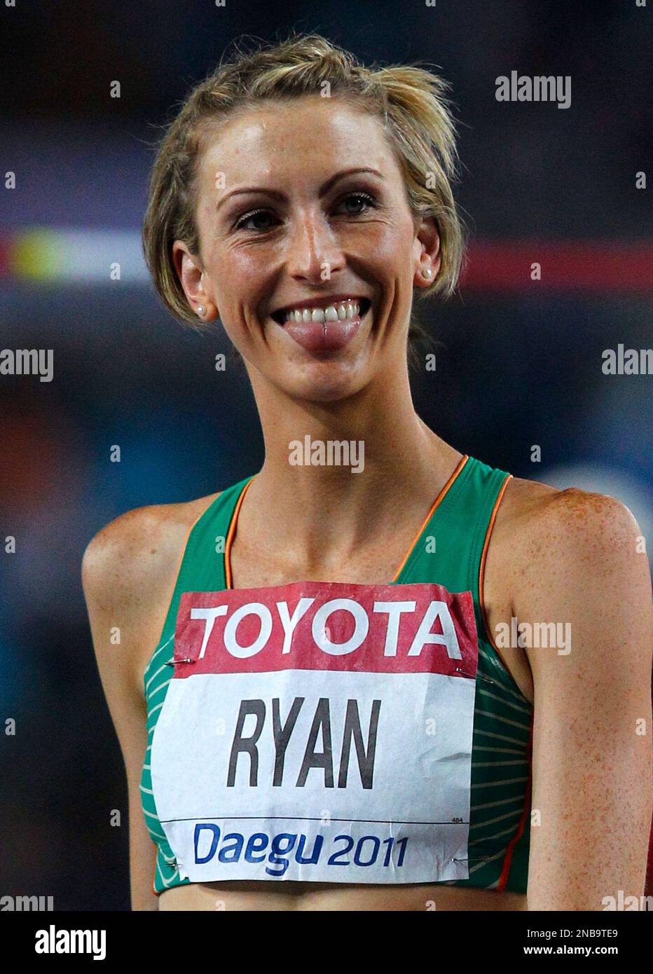 Ireland's Deirdre Ryan smiles in the Women's High Jump final at the ...