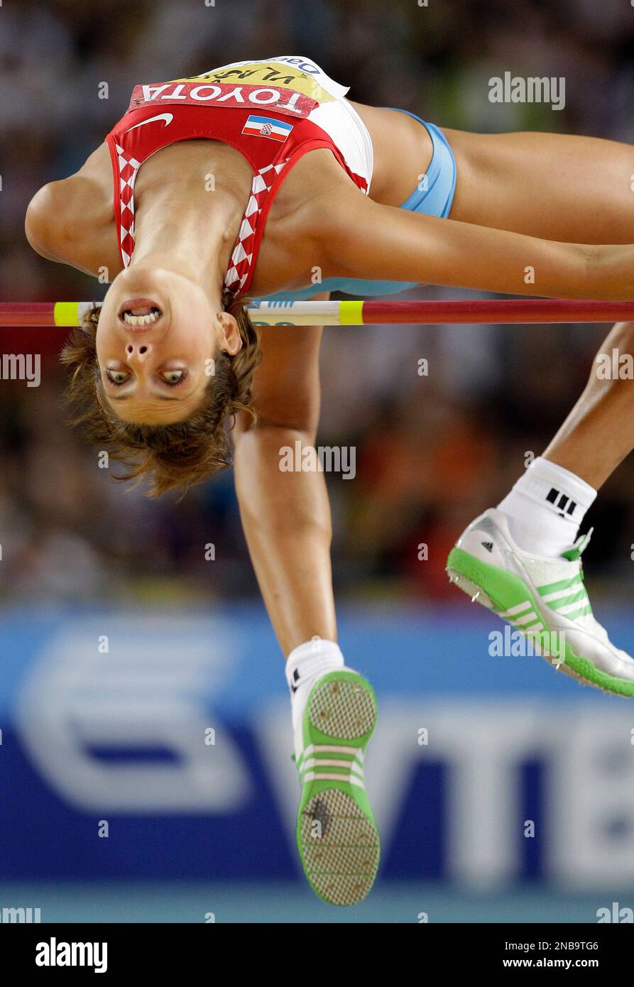 Croatia's Blanka Vlasic clears the bar in the Women's High Jump final ...