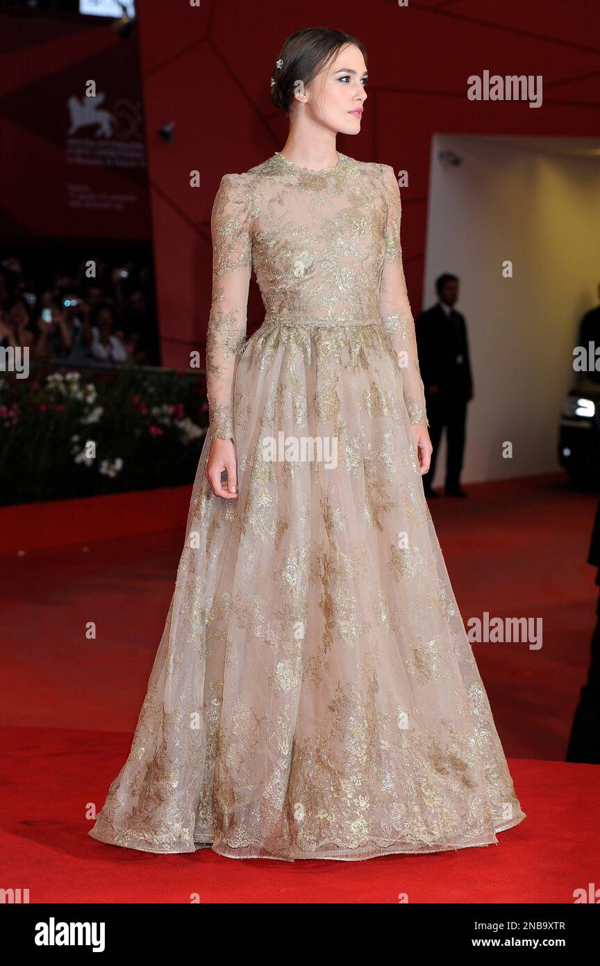 British actress Keira Knightley arrives for the premiere of a ...