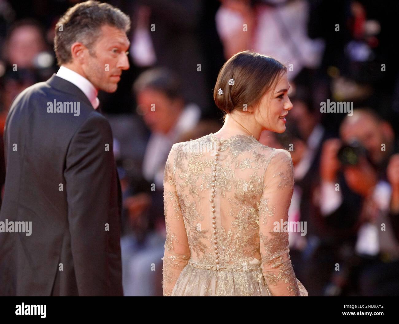 Actress Keira Knightly, right, and Actor Vincent Cassel arrive for the ...