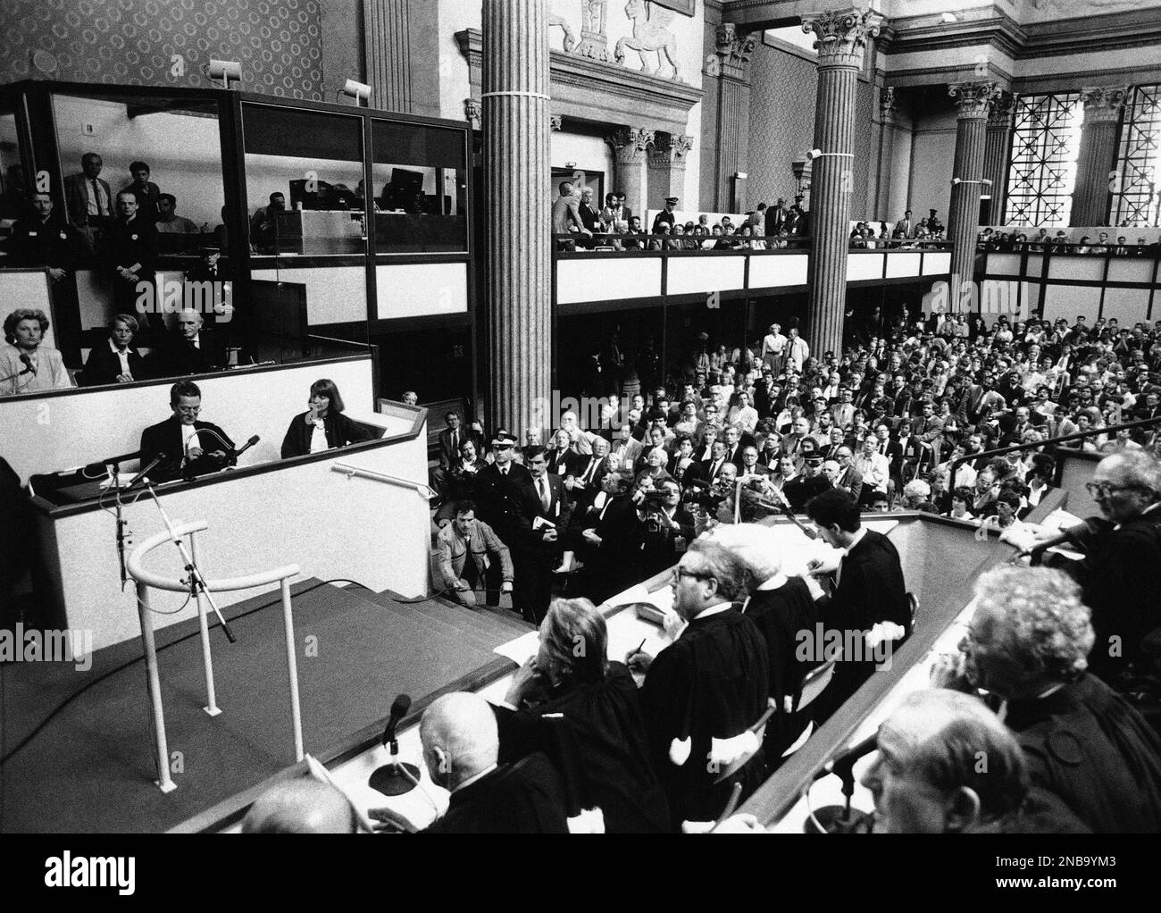 The crowded courtroom inside the Palais de Justice at Lyon on May 11 ...