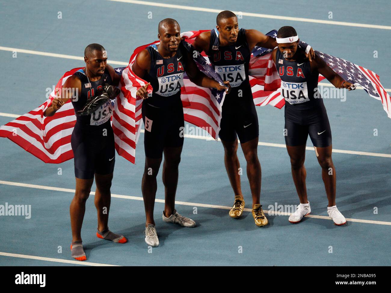 From left, USA's Greg Nixon, LaShawn Merritt, Angelo Taylor, and ...