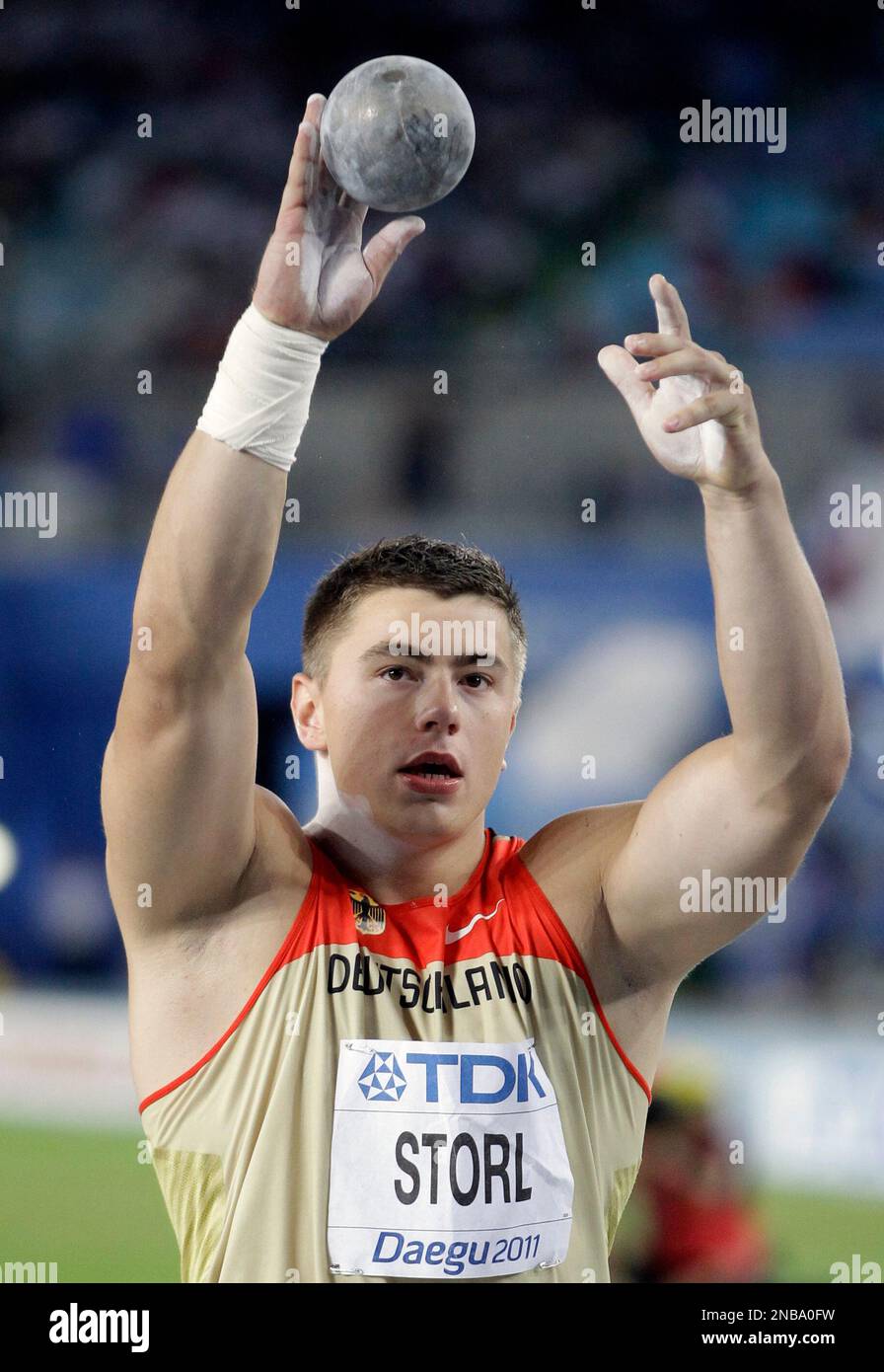 Germany's David Storl competes on his way to winning the gold medal in ...