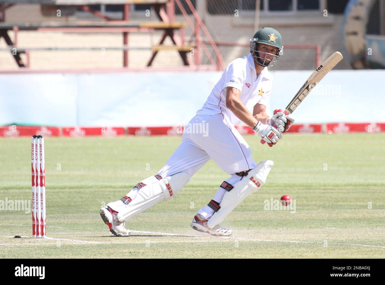 Zimbabwean batsman Craig Ervine plays a shot on the second day of the ...
