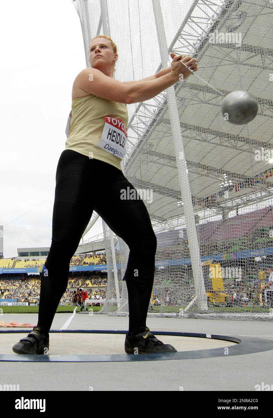 Germany's Betty Heidler makes an attempt in the qualification for the ...