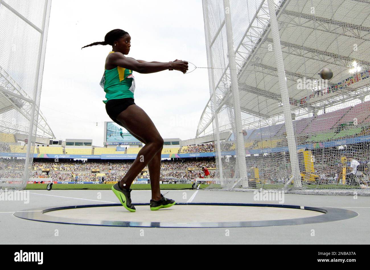 Senegal's Amy Sene takes a throw in the Women's Hammer Throw ...