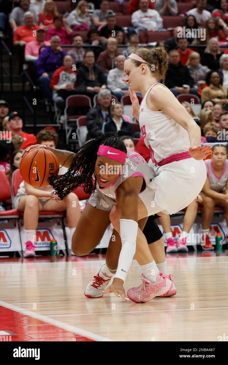 Indiana's Grace Berger, right, fouls Ohio State's Cotie McMahon during ...