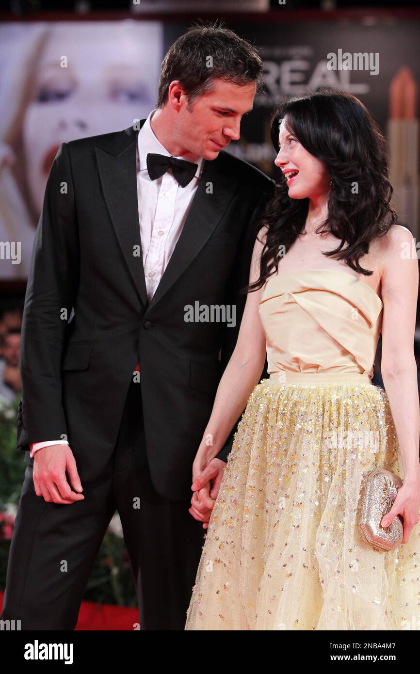 Actor James D'Arcy and actress Andrea Riseborough arrives for the ...