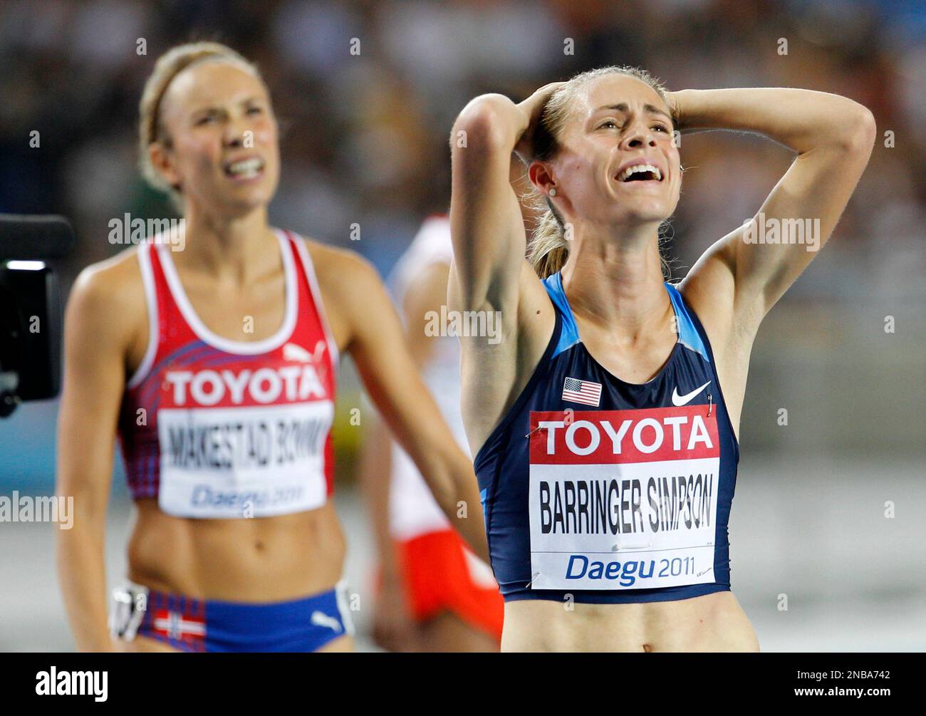 USA's Jennifer Barringer Simpson reacts after winning the Women's 1500m ...