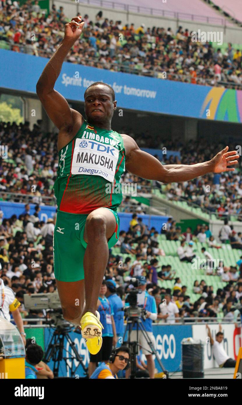Zimbabwe's Ngonidzashe Makusha competes in a Men's Long Jump ...