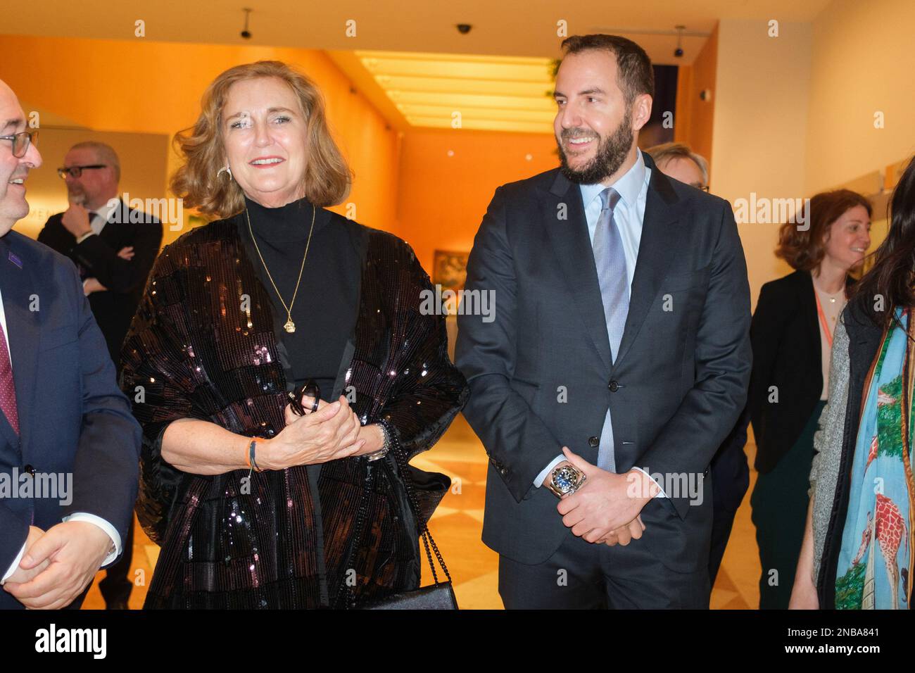 Madrid, Spain. 13th Feb, 2023. (L-R) The art collector, Francesca ...