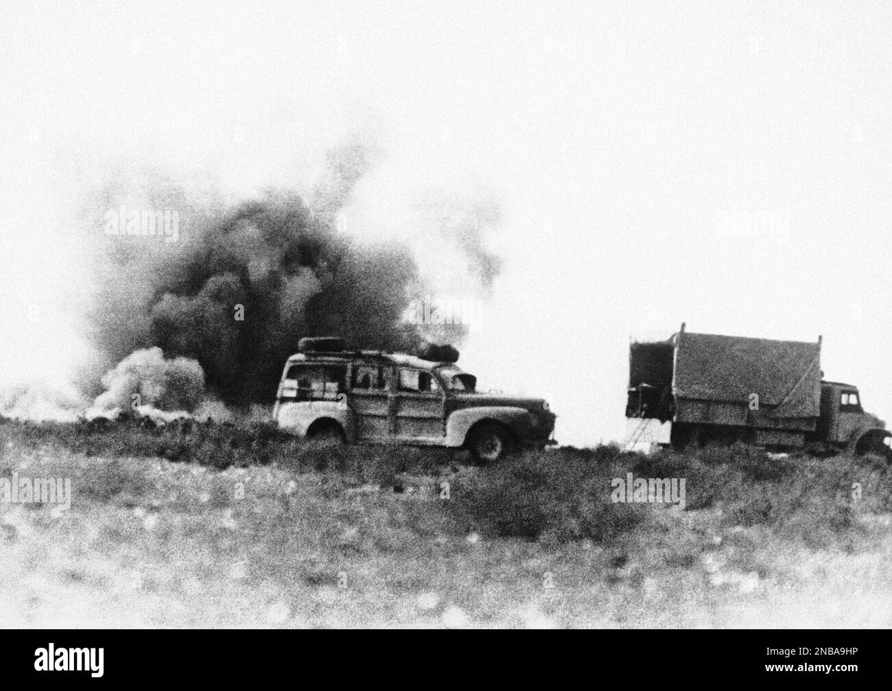 Enemy shells burst near a British transport during the battle in the ...