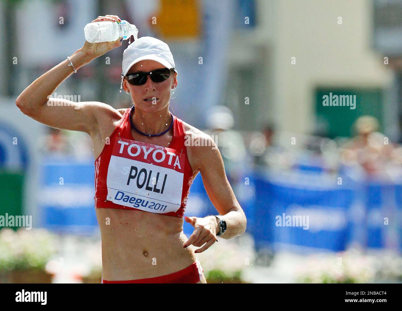 Switzerland's Marie Polli competes in the Women's 20km Race Walk at the ...