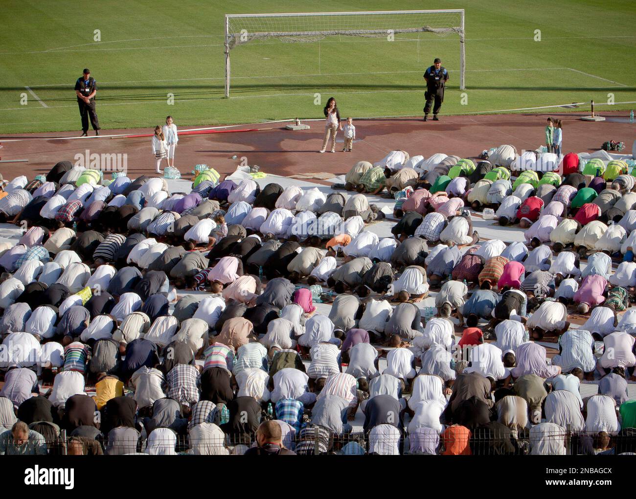 Muslims are seen during Eid al-Fitr prayers in Bucharest, Romania ...