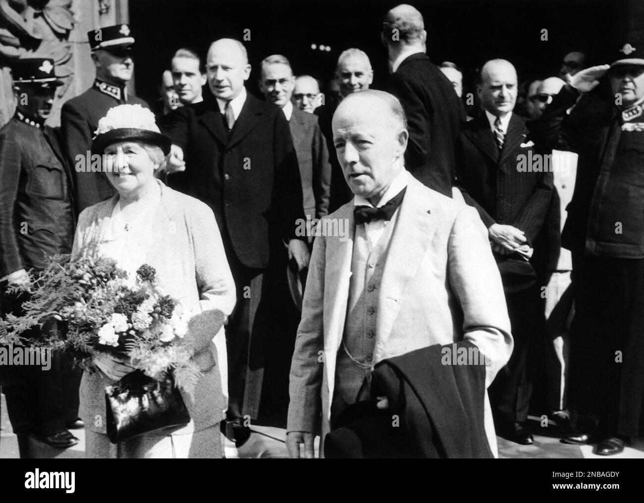 Lord and Lady Runciman on their arrival at Prague, Czechoslovakia, on ...