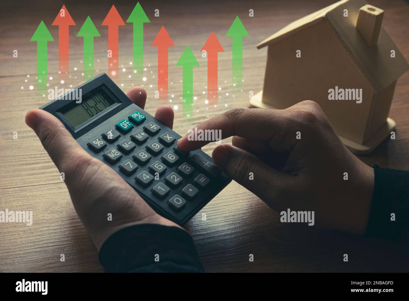 Business, finance, property and real estate concept with hand holding a ...