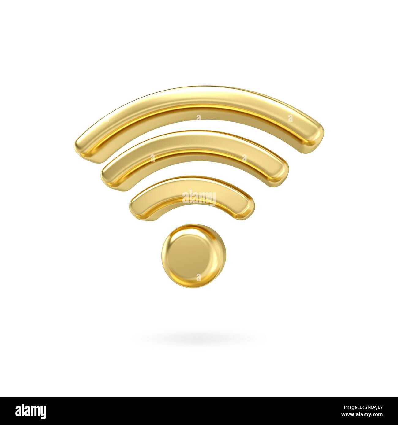 3d gold metal wireless signal icon. 3d wireless connection and sharing network on internet ...